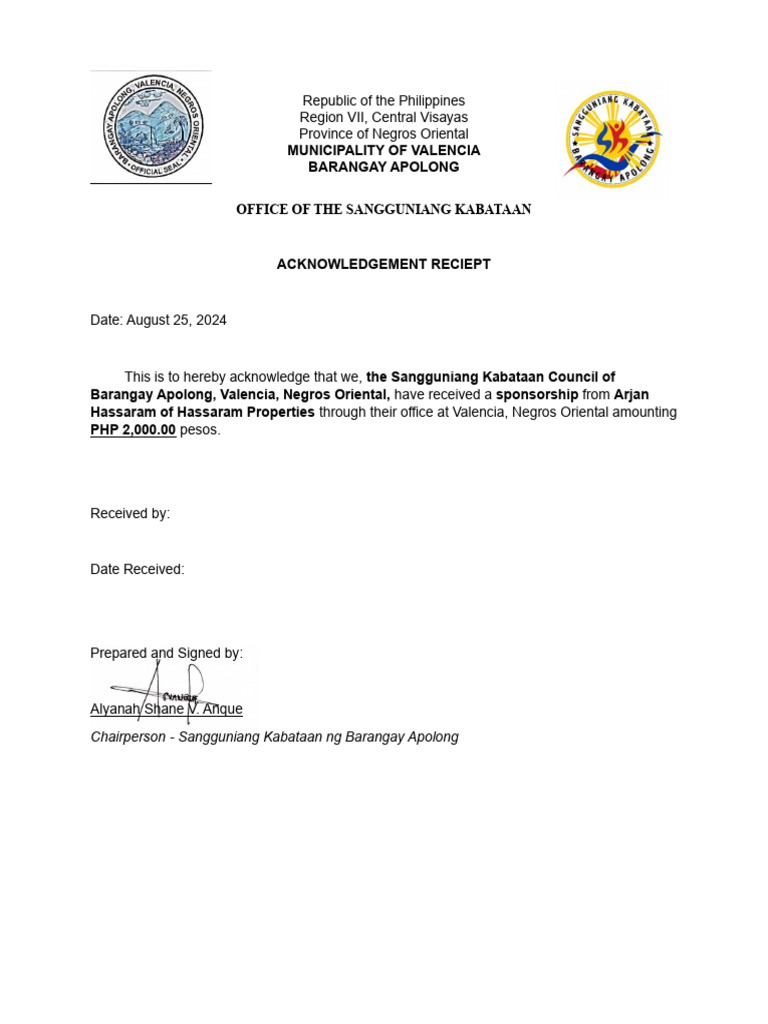 Acknowledgement Reciept | PDF