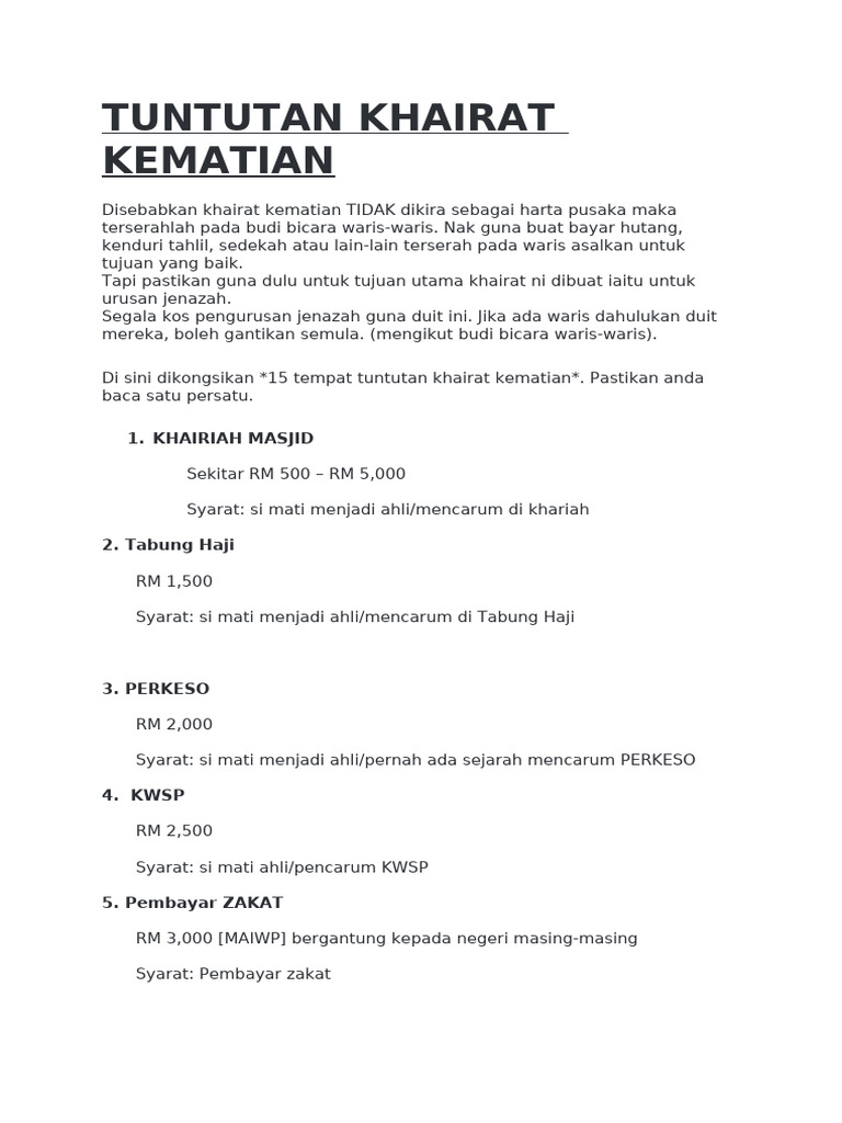 Tuntutan Khairat Kematian | PDF