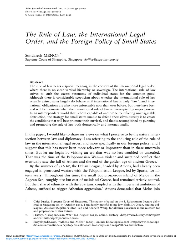 Foreign Policy of Small States | PDF | International Law | Justice