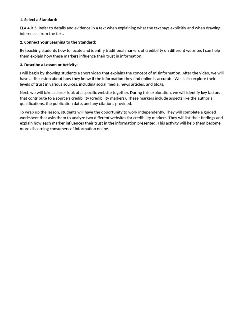 Refer To Details and Evidence in A Text When Explaining What The Text ...