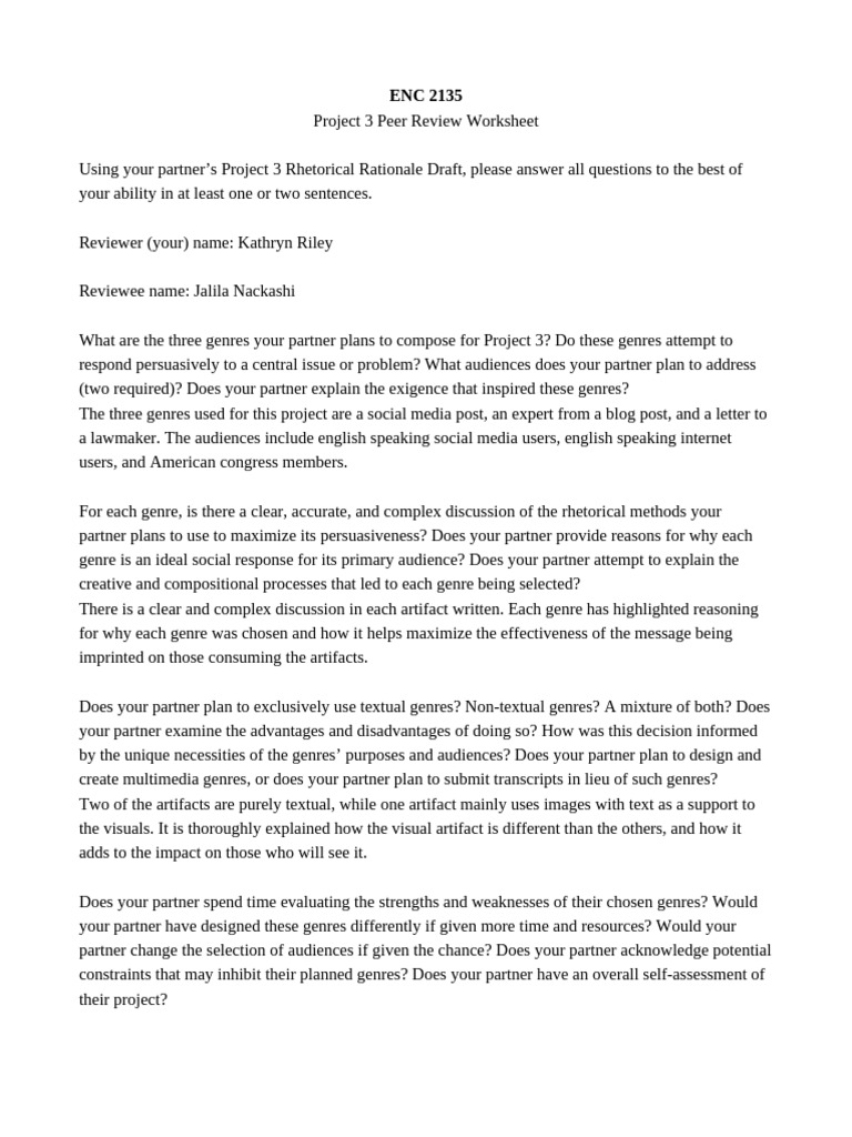 Project 3 Rhetorical Rationale Review | PDF | Genre | Communication