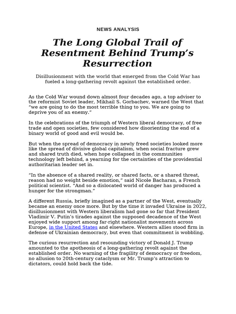 Trump's Rise: Global Resentment Unveiled | PDF | Vladimir Putin | World ...