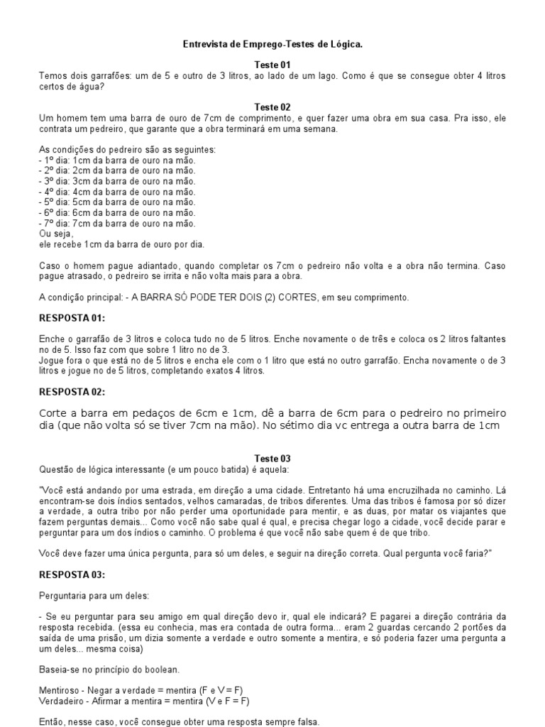 Teste de Lógica 1 | PDF | Lógica | Verdade