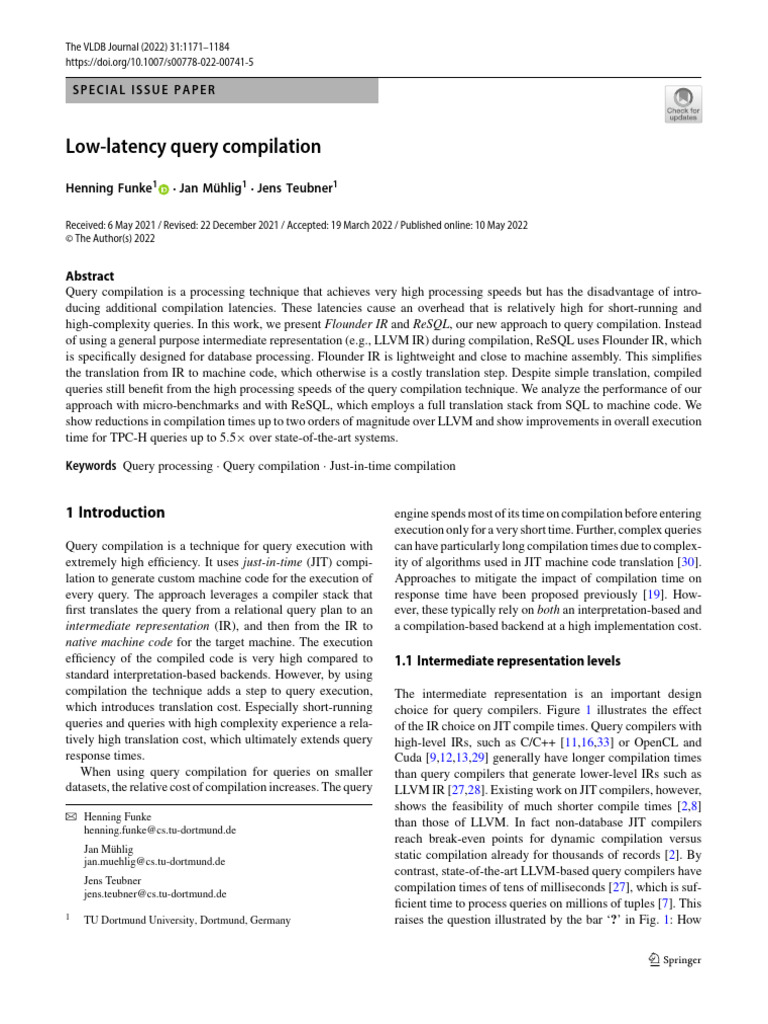 2023 - Low-Latency Query Compilation | PDF | Assembly Language | Compiler