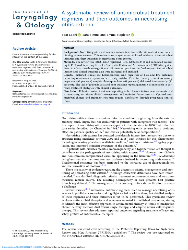 A Systematic Review of Antimicrobial Treatment Regimens and Their ...
