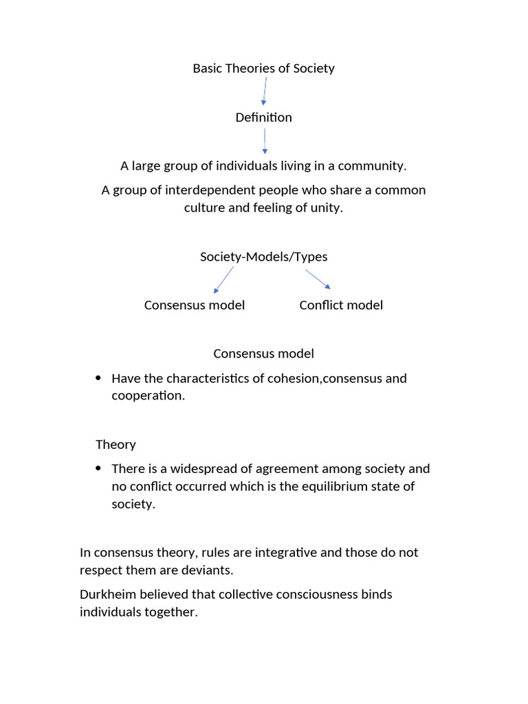 Theories of Society: Consensus vs Conflict | PDF | Society | Socialization