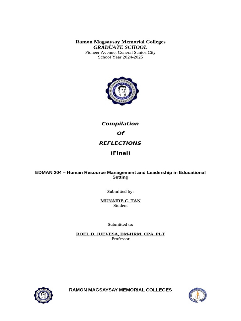 Tan Reflection 1 Edman204 Final | PDF | Psychological Concepts | Social ...