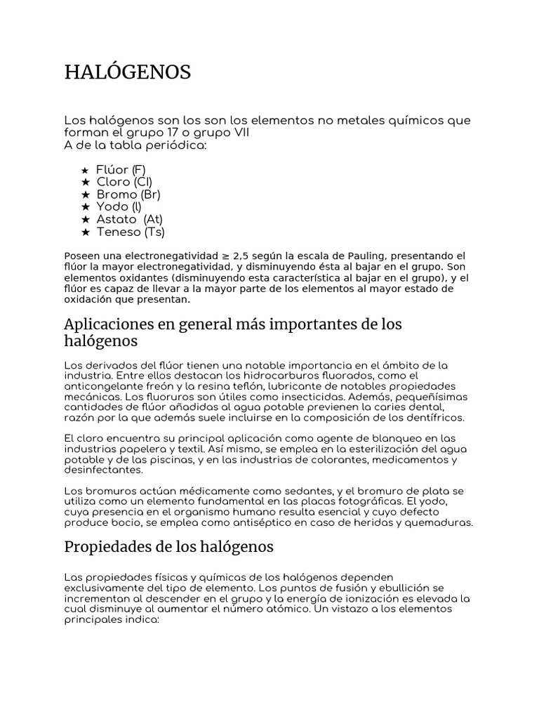 Halógenos - ) | PDF | Ciencias fisicas | Átomos