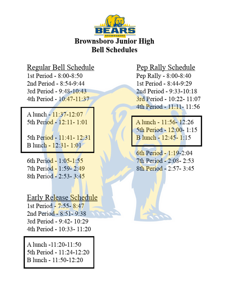 Brownsboro Junior High Bell Schedules | PDF