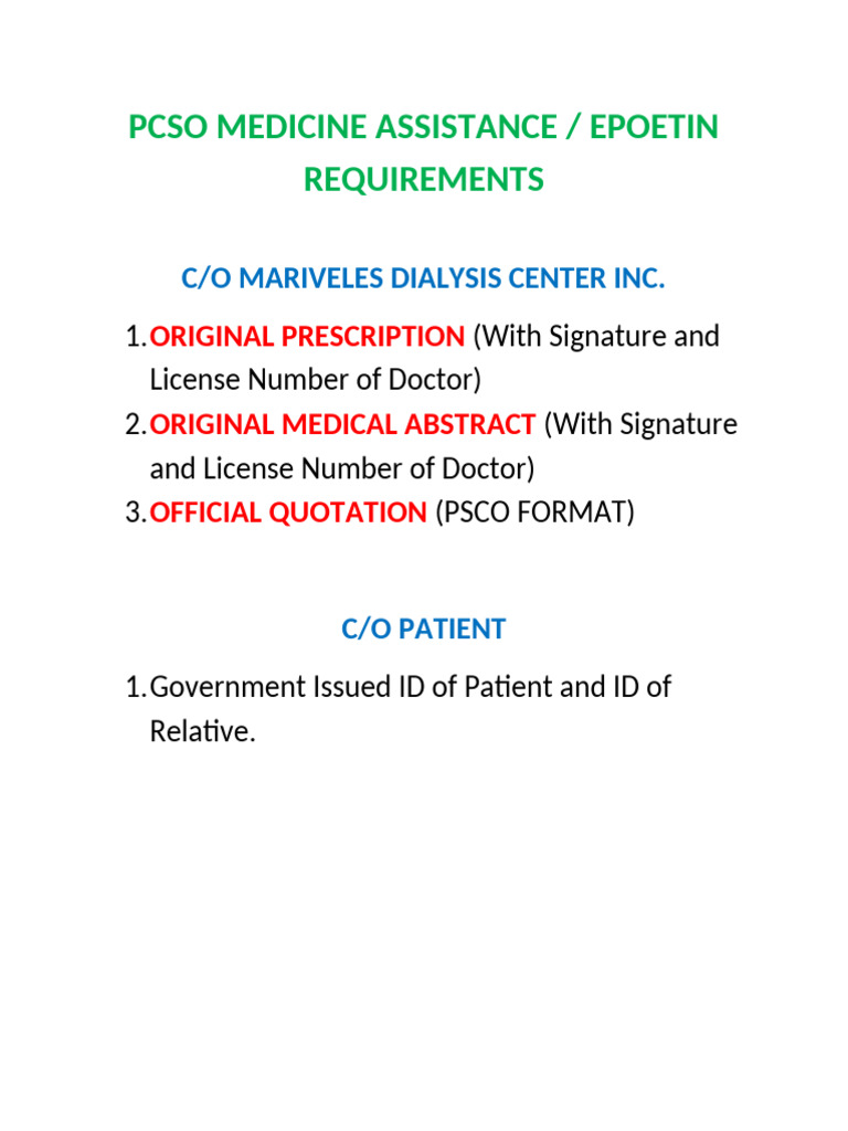 Pcso Medicine Assistance | PDF