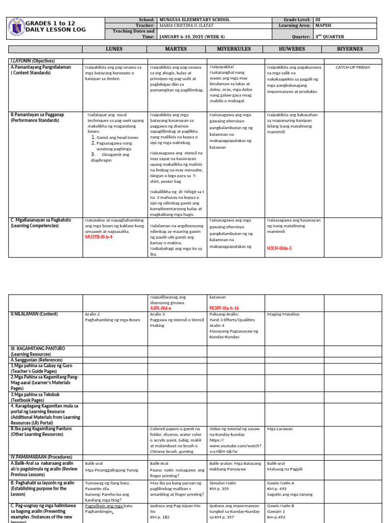 DLL_MAPEH 3_Q3_W4 | PDF
