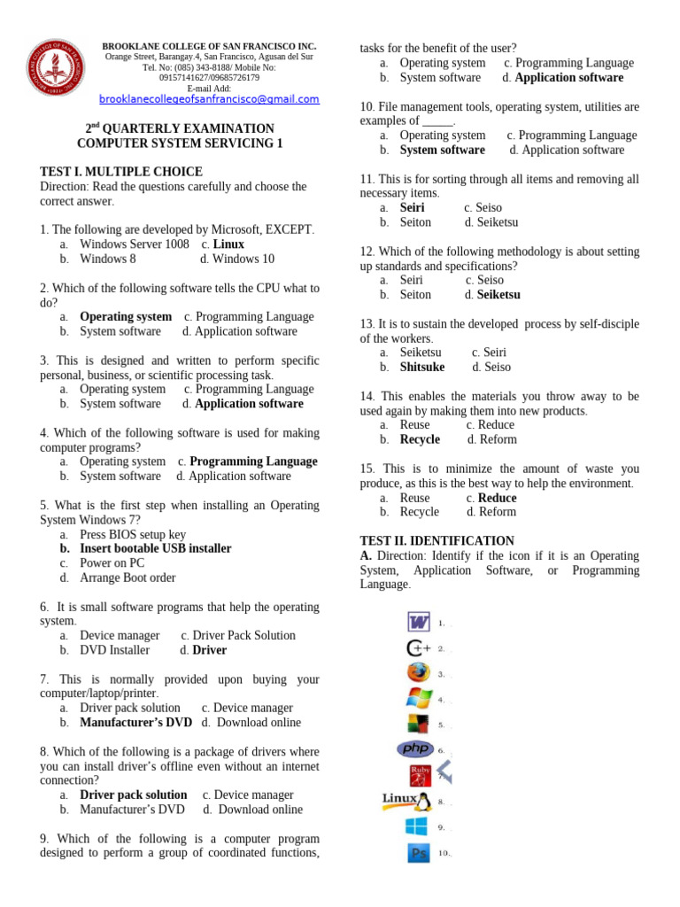 2ND QUARTER CSS 1 | PDF | Operating System | Software