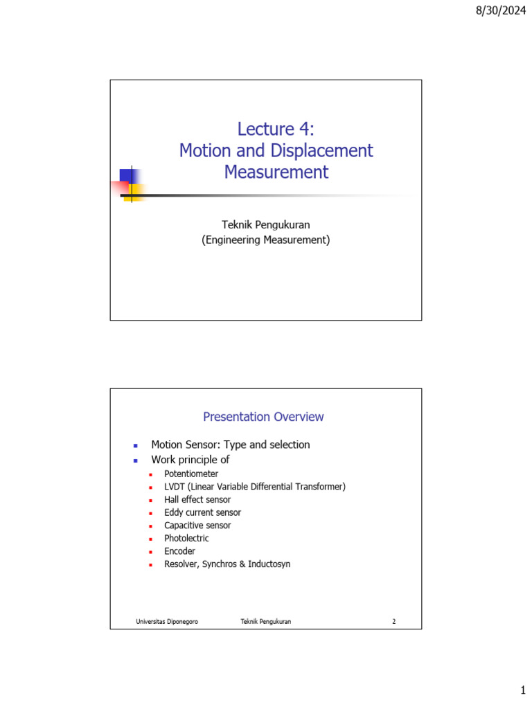 PTMS6406 Lect 04 Motion | PDF | Inductor | Physical Sciences