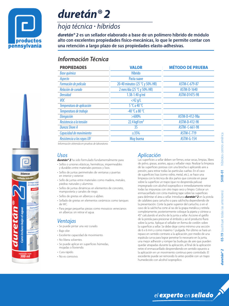 Sellador Hibrido Duretan 2 | PDF | Materiales
