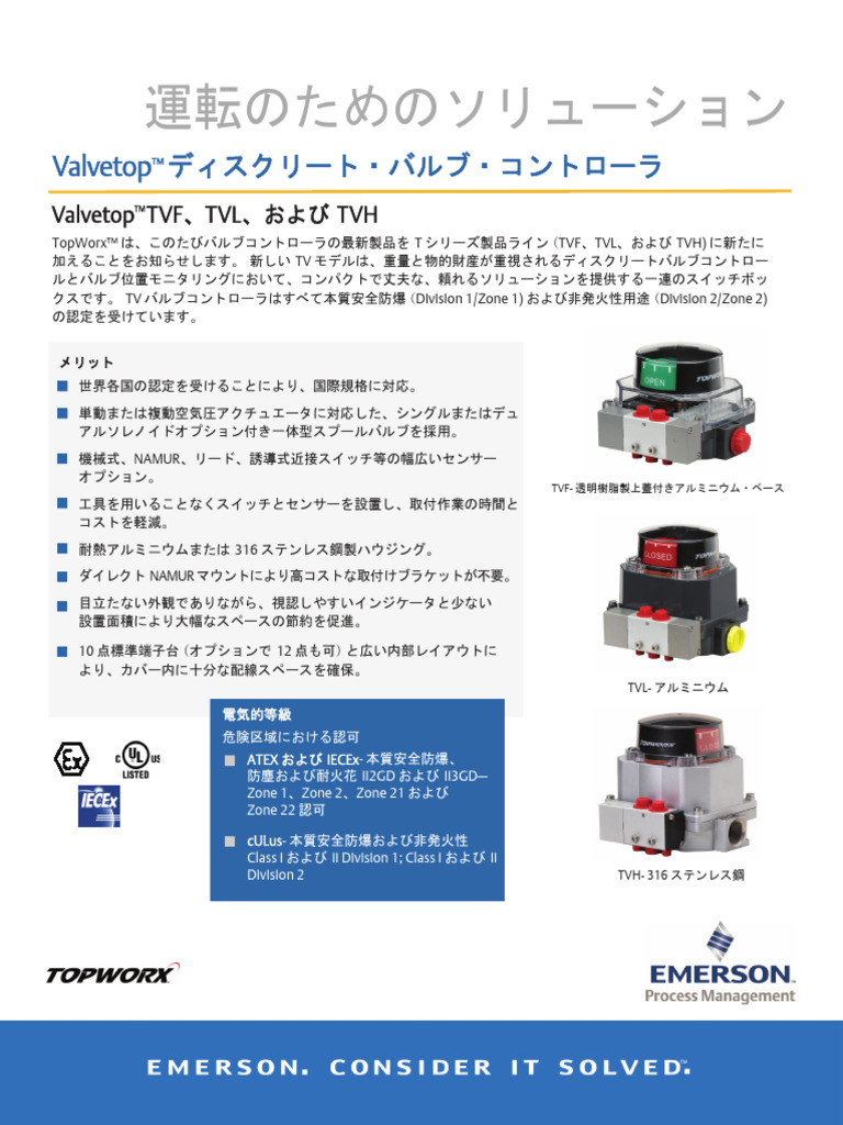 Brochure Topworx TVF TVL TVH Japanese Topworx Ja JP 82398 | PDF