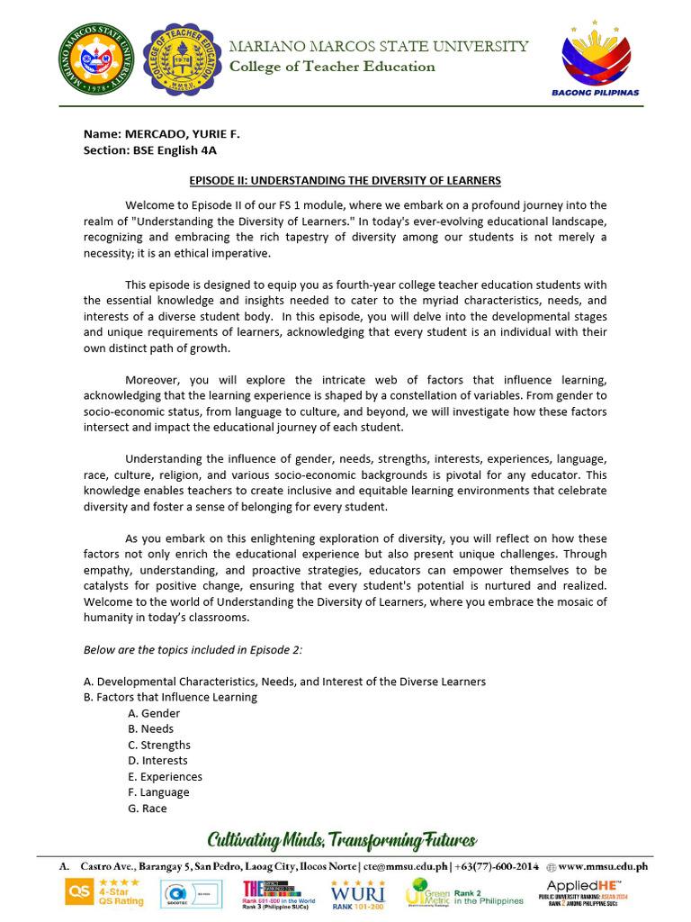 Mercado EP2 | PDF | Differentiated Instruction | Learning