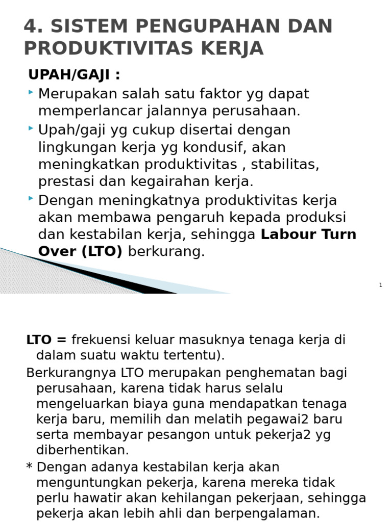 Sistem Pengupahan Dan Produktivitas Kerja | PDF