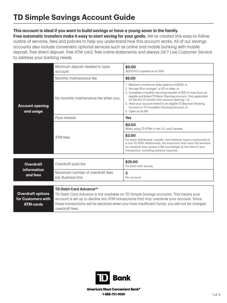 TD Simple Savings Account Guide | PDF | Cheque | Overdraft
