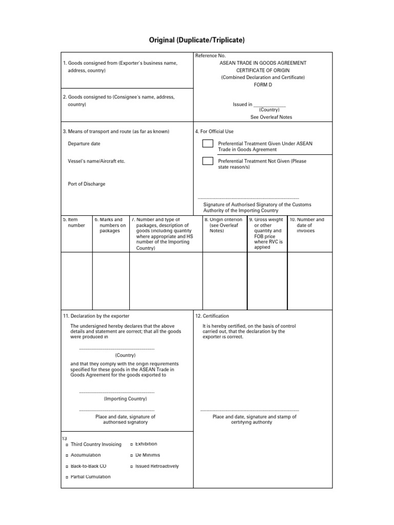ATIGA 07 Annex 7 Amended CO Form D and Overleaf Notes Endorsed AFTAC35 ...