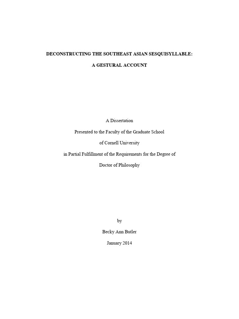 Butler Dissertation | PDF | Syllable | Vowel