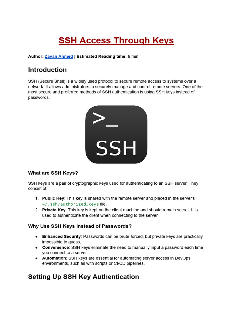 Ssh Access Pdf Secure Shell Key Cryptography