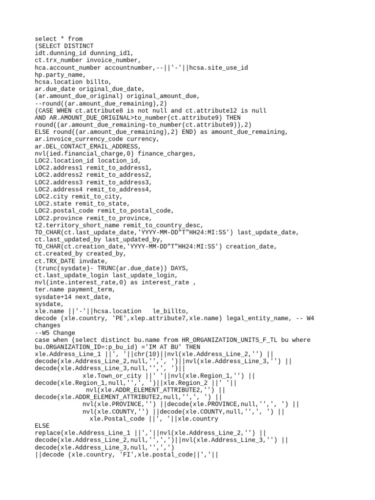 Old Dunning Letter DM Code | PDF | Sql | Databases