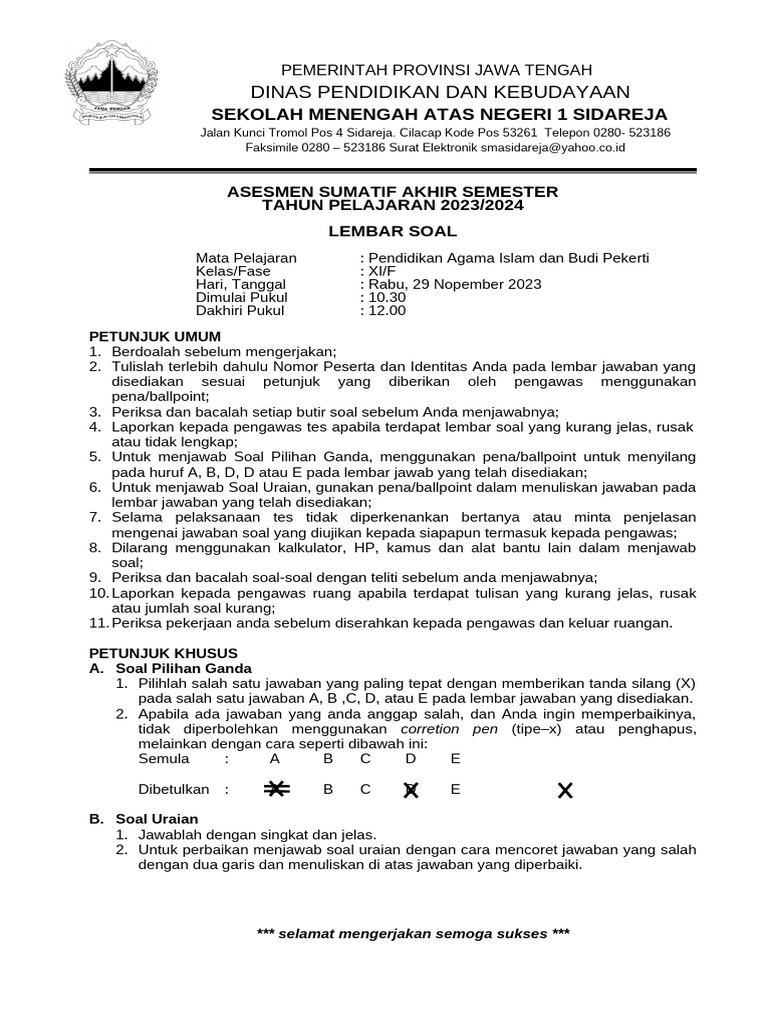 B. SOAL ASAS KELAS F PAI 5 | PDF