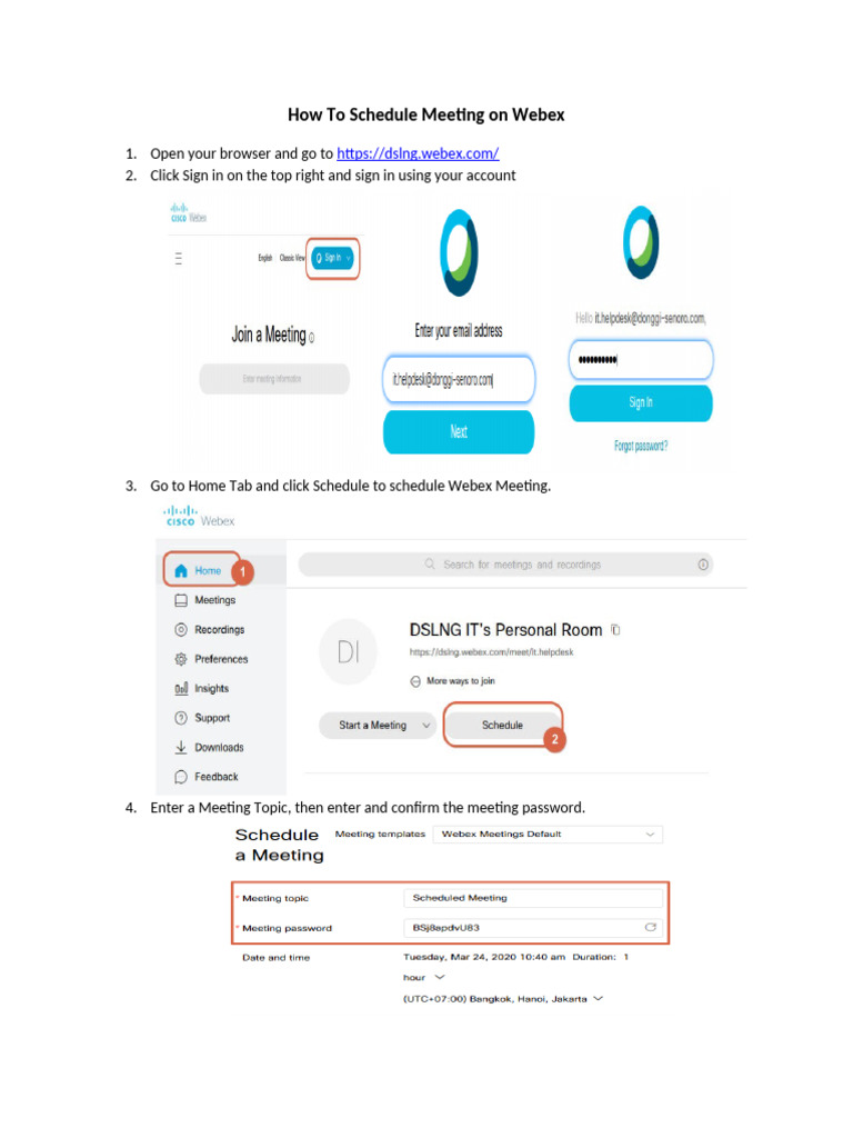 How To Schedule Meeting on Webex | PDF