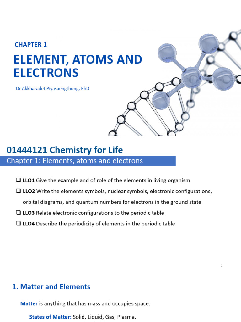 Chapter1 - Elements, Atoms, and Electrons | PDF | Atomic Orbital | Atoms