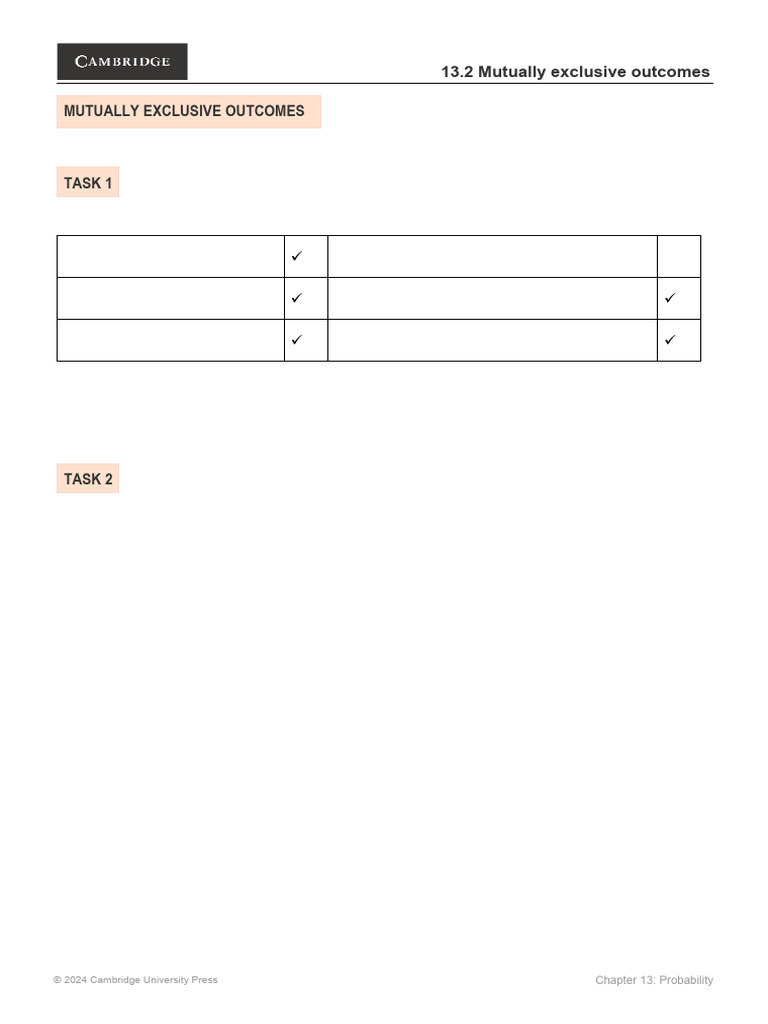 Unit 13.2 Mutually Exclusive Outcomes SOLUTIONS | PDF