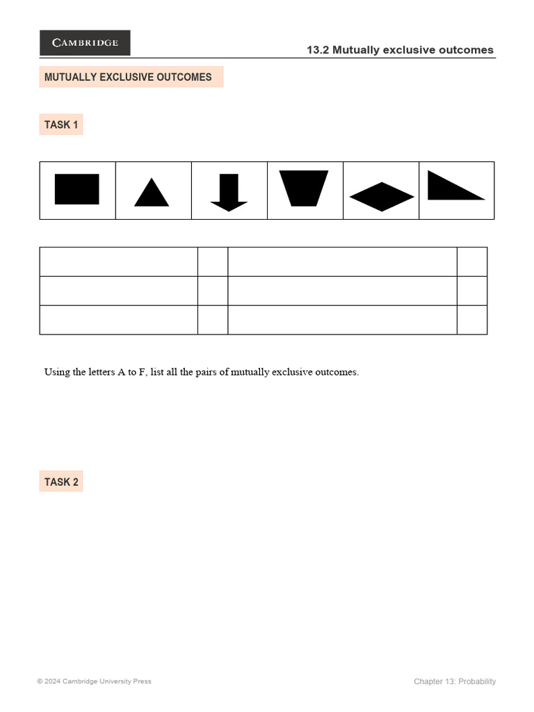 Probability: Mutually Exclusive Events | PDF