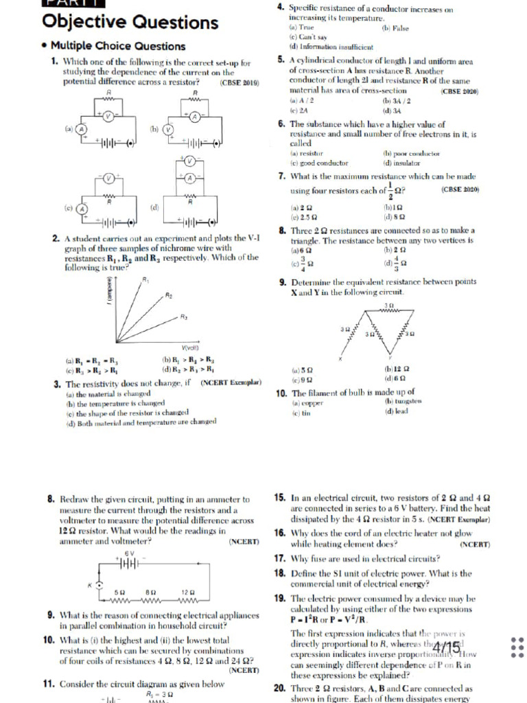 Physics Worksheet On Electricity | PDF | Electrical Resistance And ...