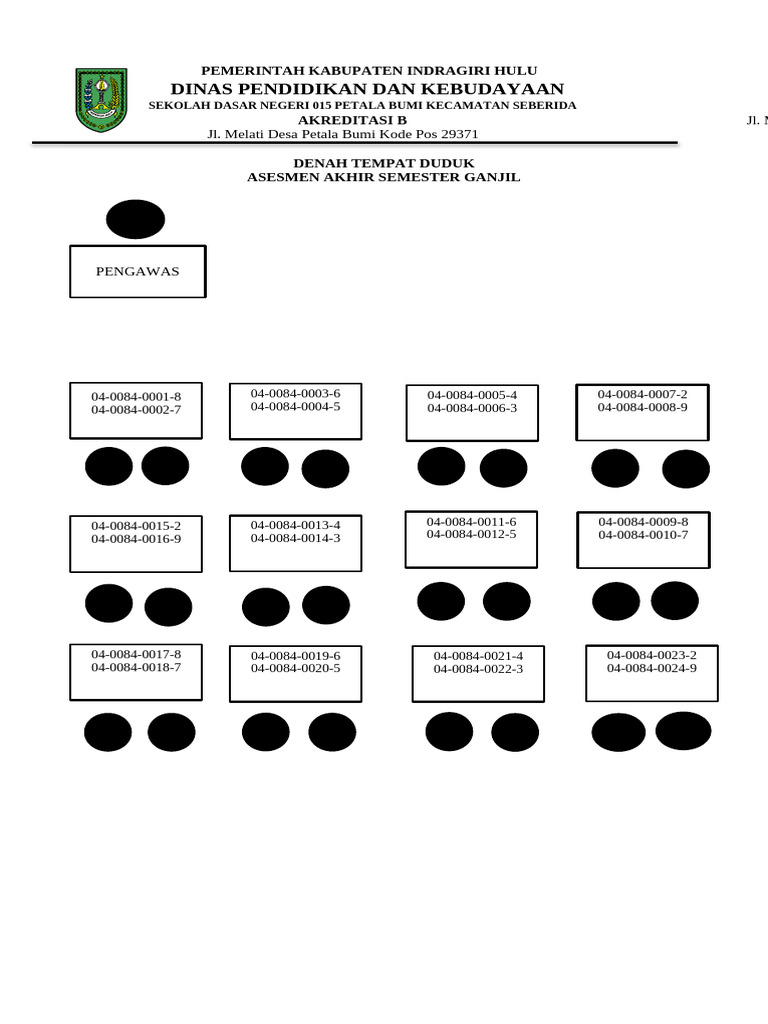 Denah Tempat Duduk Peserta Ujian Sekolah | PDF