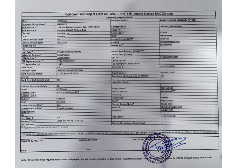 Customer creation form | PDF