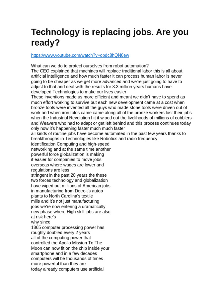AI and Automation: Job Displacement Ahead | PDF | Automation | Engineering
