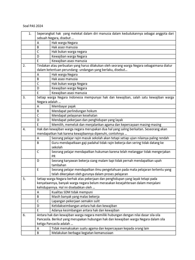 Soal PAS 2024 | PDF