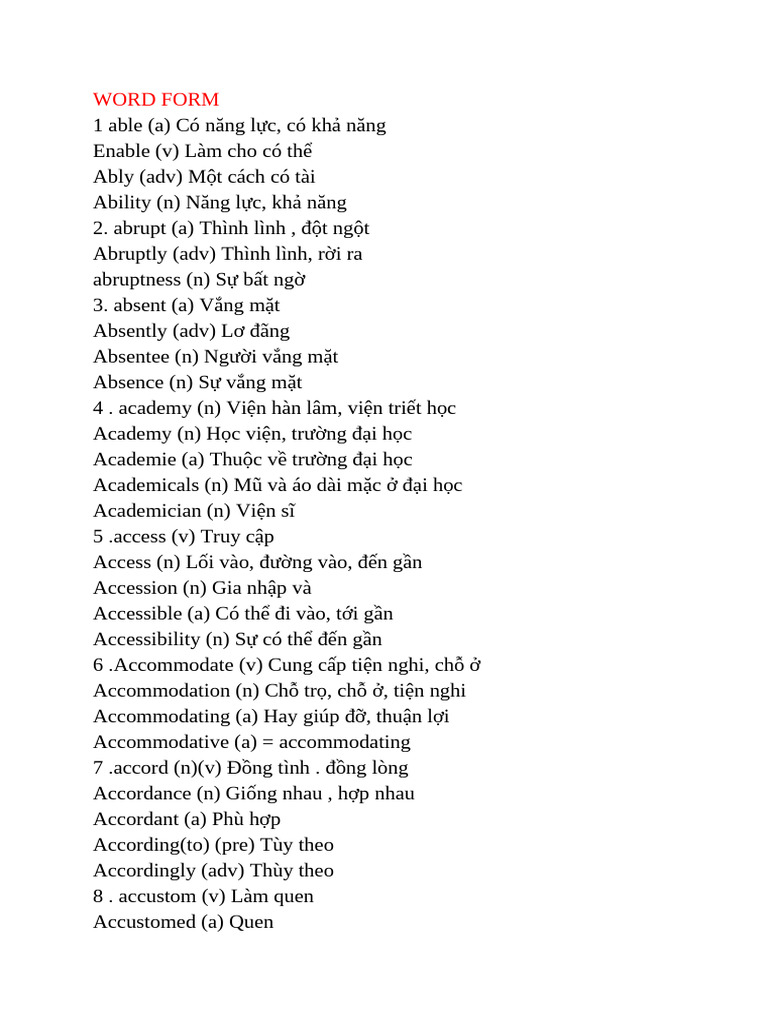 1000 Word Forms | PDF