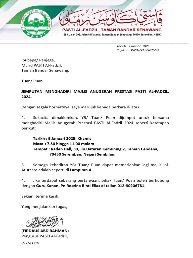 Jemputan Ibubapa Penjaga | PDF