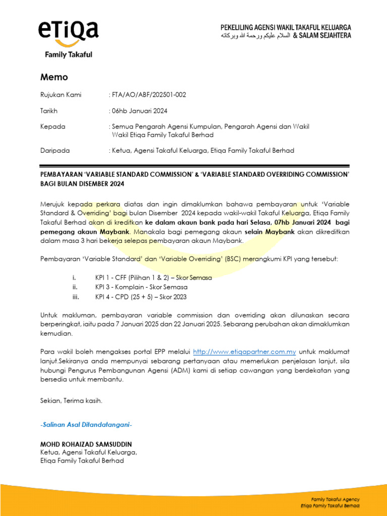 PEMBAYARAN VARIABLE STANDARD OVERRIDING COMMISSION DEC 2024 - To Share ...