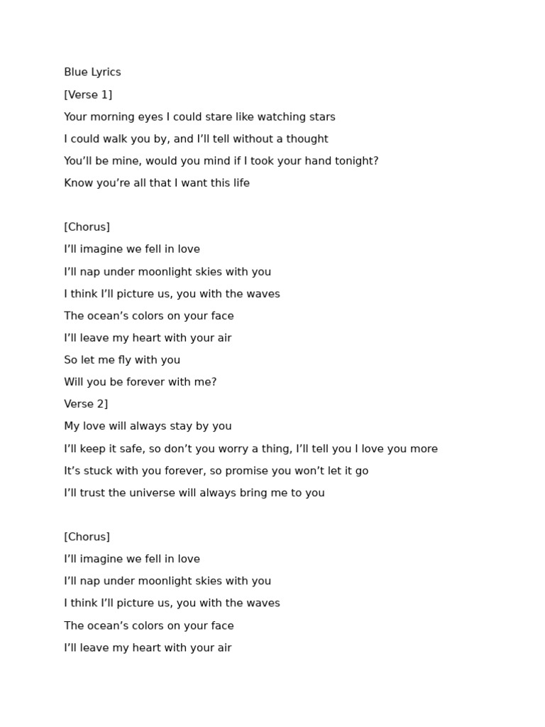 Blue Yung Kai Lyrics | PDF