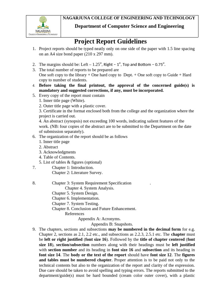 Project Report Guidelines | PDF | Written Communication
