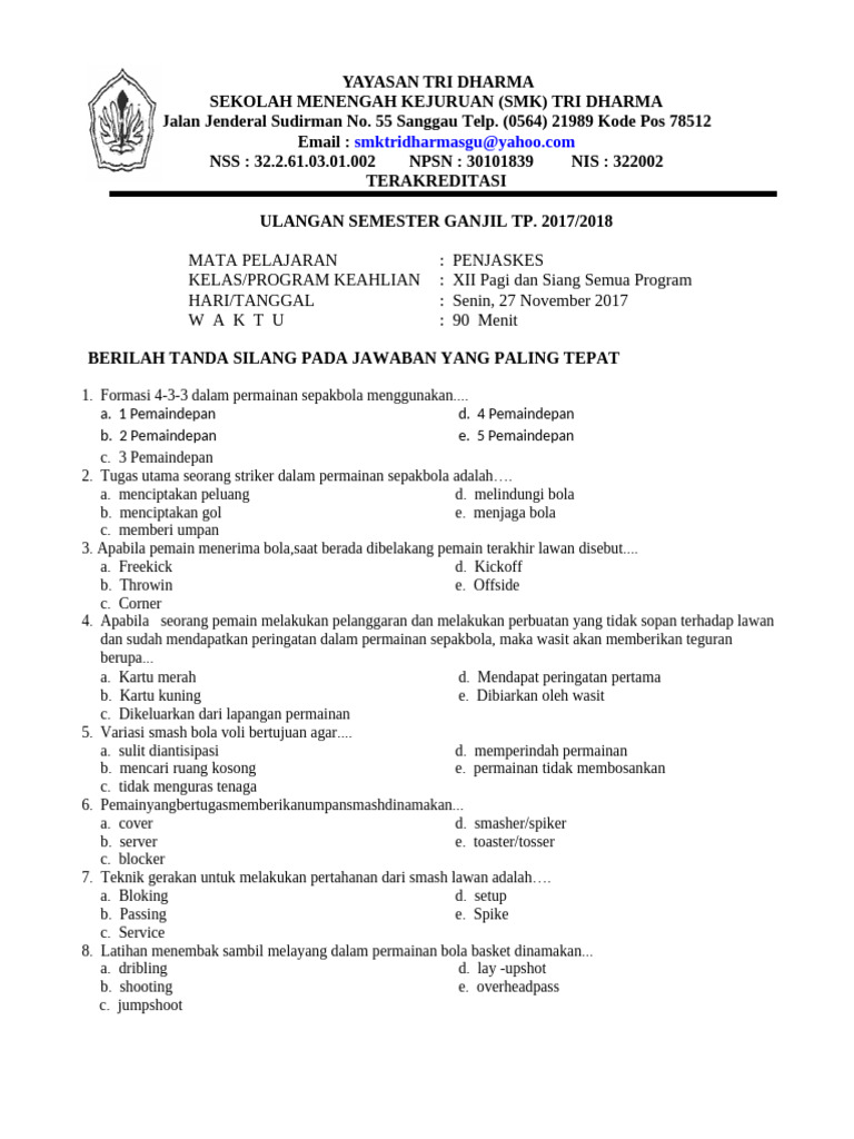 PENJAS KELAS XII 2017 | PDF