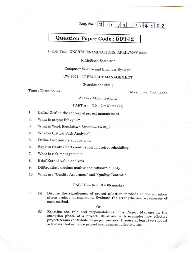 Itpm - QP 2023-24 | PDF