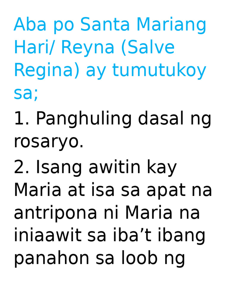 Aba Po Santa Mariang Hari | PDF