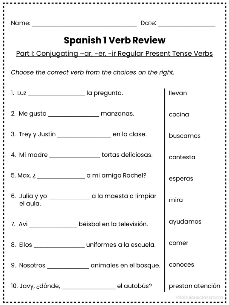 Copy 1 Conjugating Verbs AR-Er and Ir | PDF