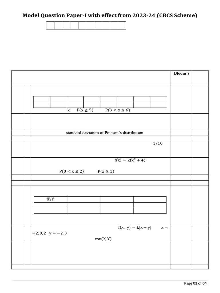 Model Question Paper | PDF | Standard Deviation | Analysis Of Variance