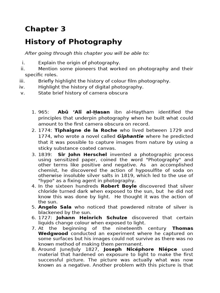 Chapter 3 - History of Photography | PDF | Digital Camera | Camera