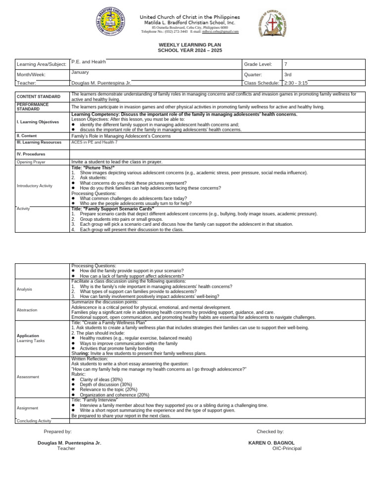 Lesson Plan For Lesson 1 | PDF | Adolescence | Physical Education