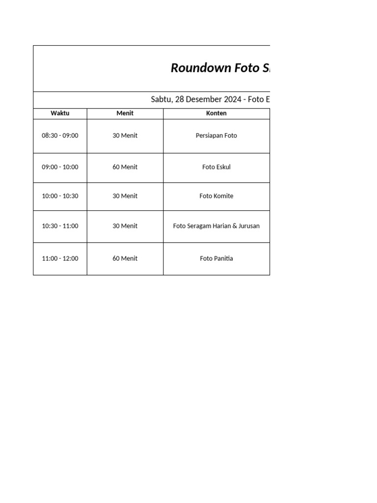 Jadwal Foto Konten (28 DES 2024) | PDF