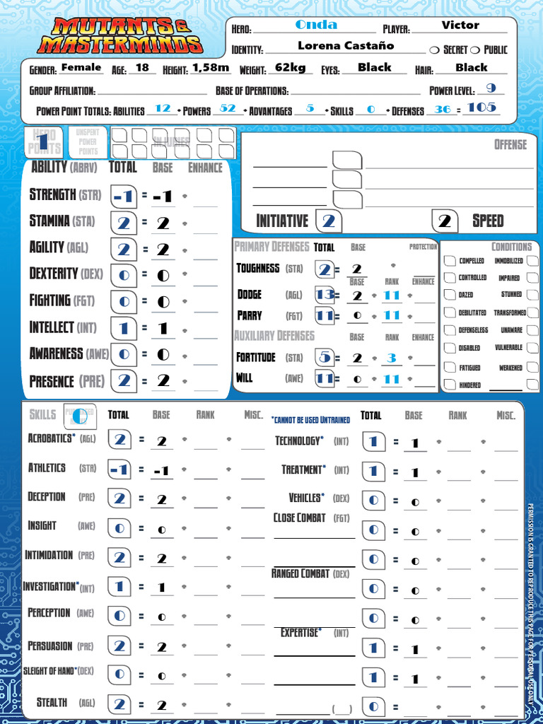 (M&M 3rd) Firesage's AutoCalc Character Sheet | PDF